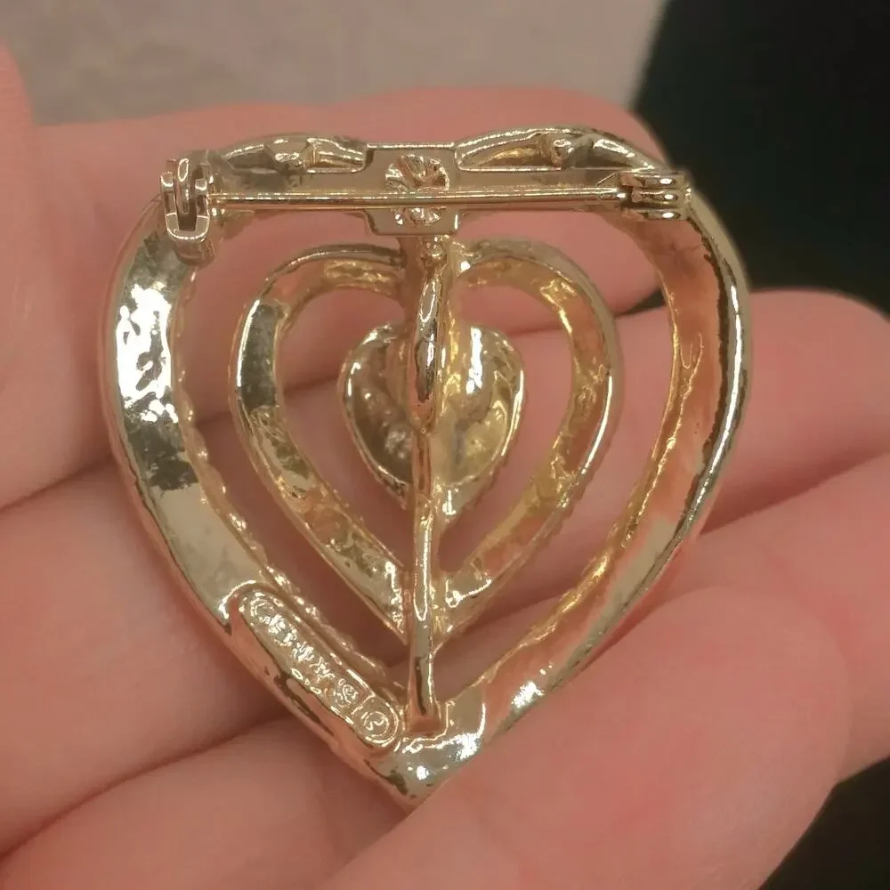 Vintage | Jewelry | Vintage Gerrys Layered Heart Brooch Plus Pendant ...